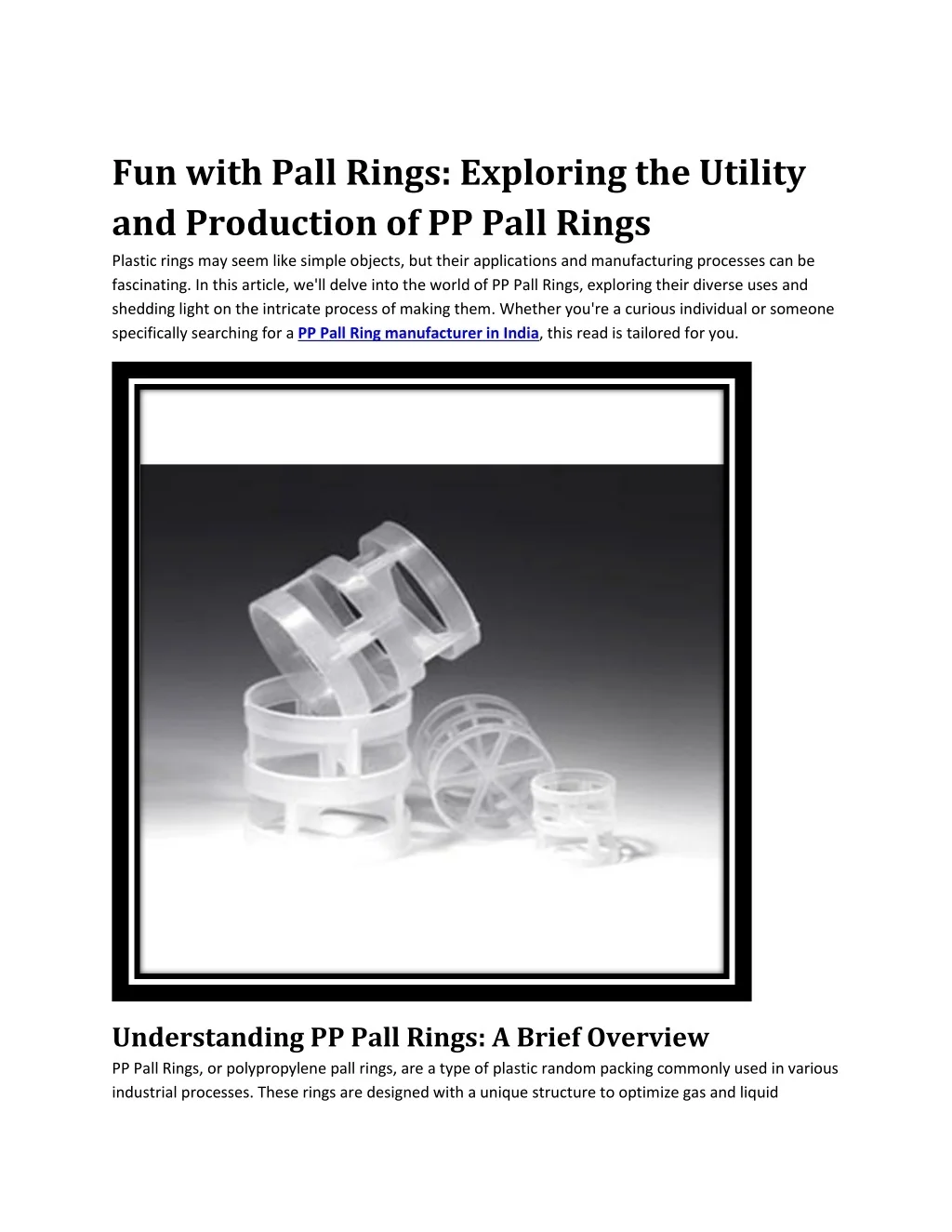 PPT - Fun with Pall Rings: Exploring the Utility and Production of PP ...