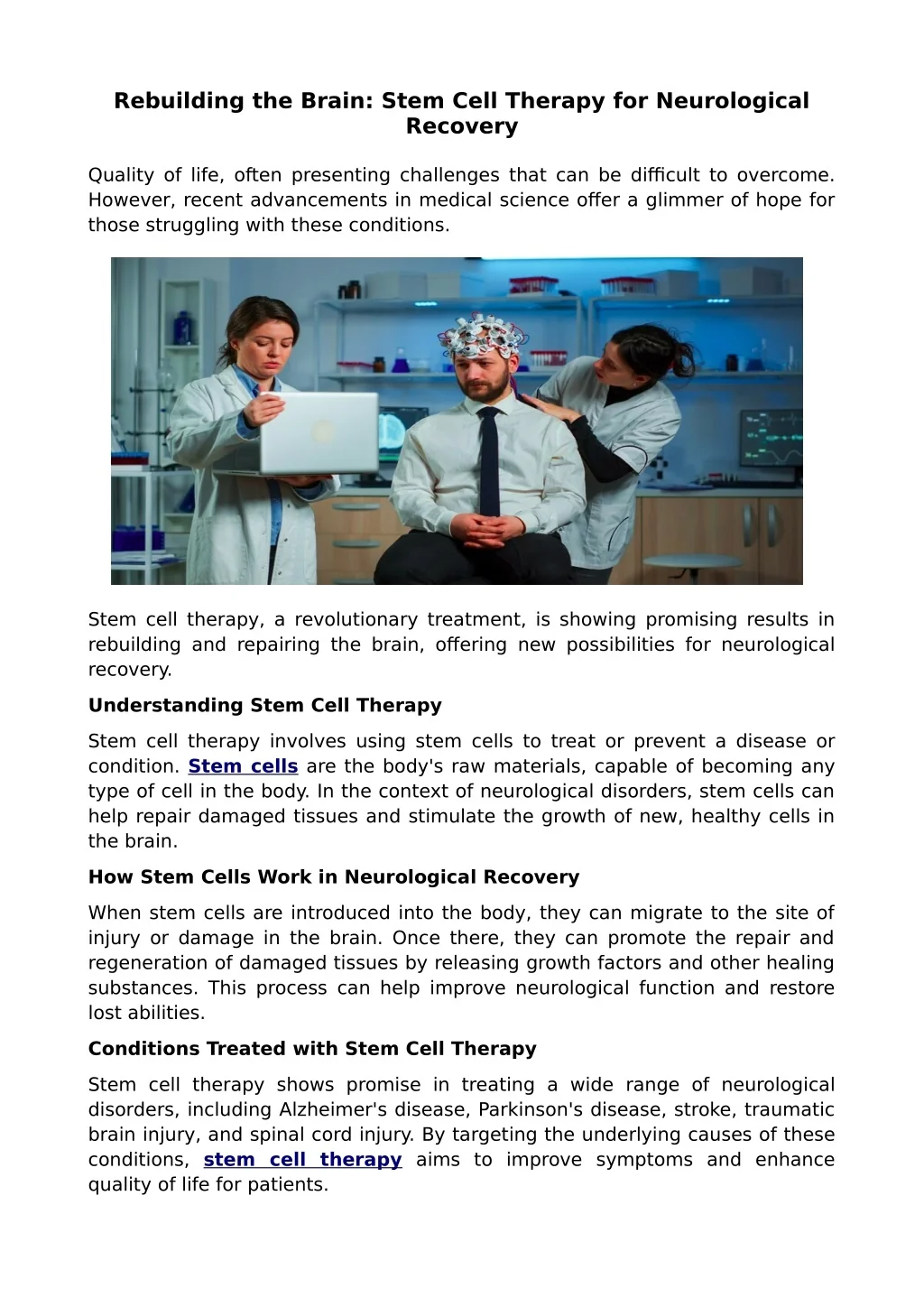 PPT - Rebuilding the Brain: Stem Cell Therapy for Neurological Recovery ...