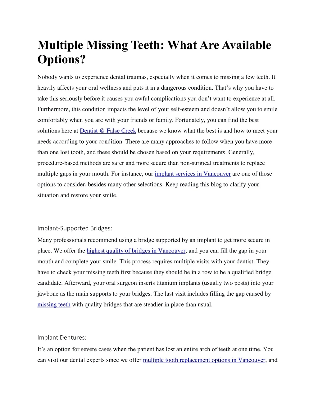 PPT - Multiple Missing Teeth What Are Available Options PowerPoint Presentation - ID:13001617