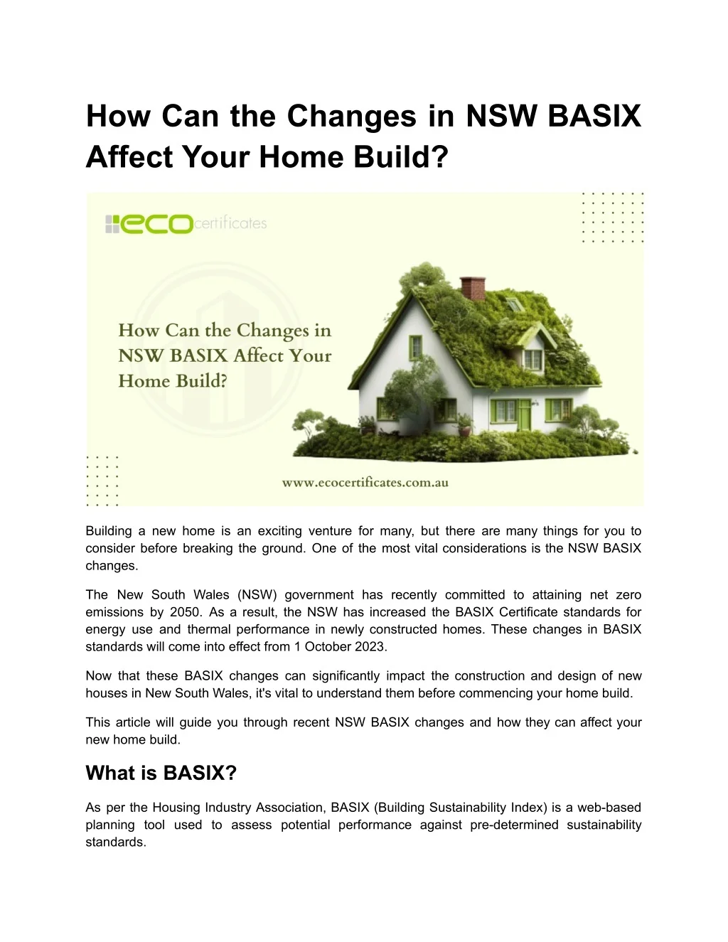 PPT - How Can the Changes in NSW BASIX Affect Your Home Build ...