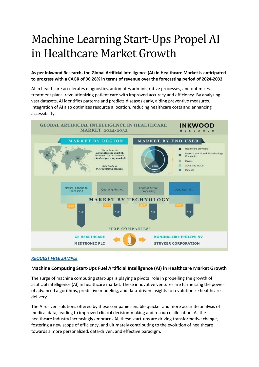 PPT - Machine Learning Start-Ups Propel AI in Healthcare Market Growth ...