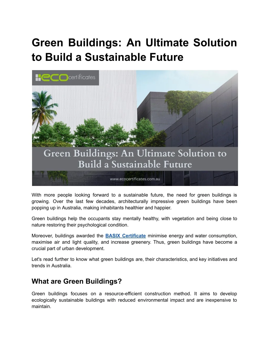 PPT - Green Buildings_ An Ultimate Solution to Build a Sustainable ...