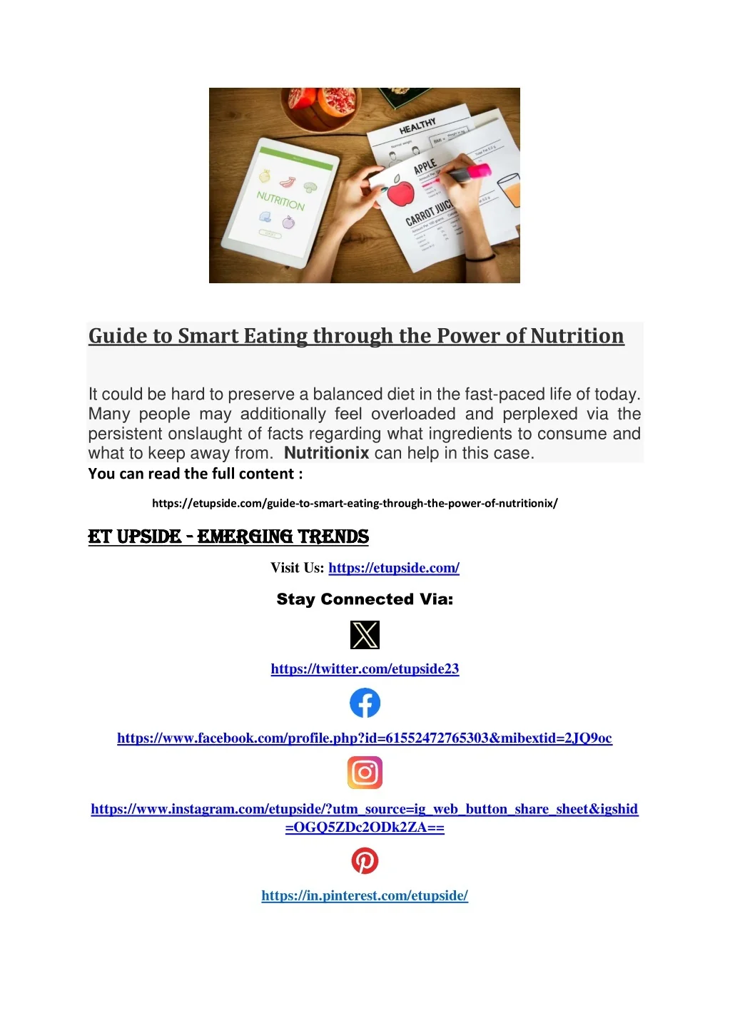 PPT - Guide to Smart Eating through the Power of Nutrition PowerPoint ...