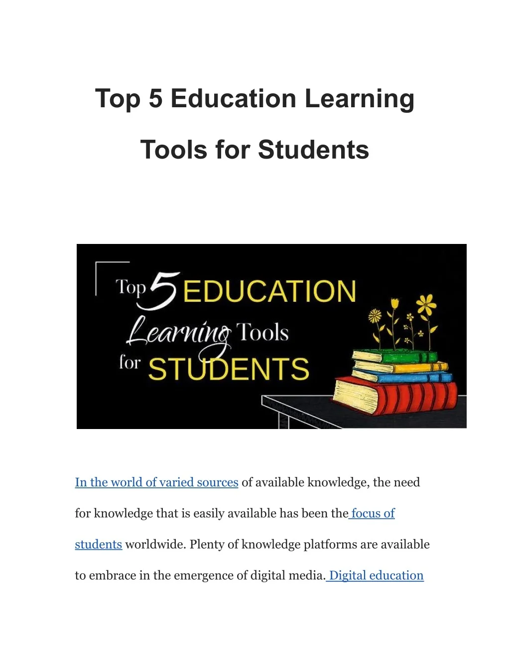 PPT - Top 5 Education Learning Tools for Students PowerPoint ...