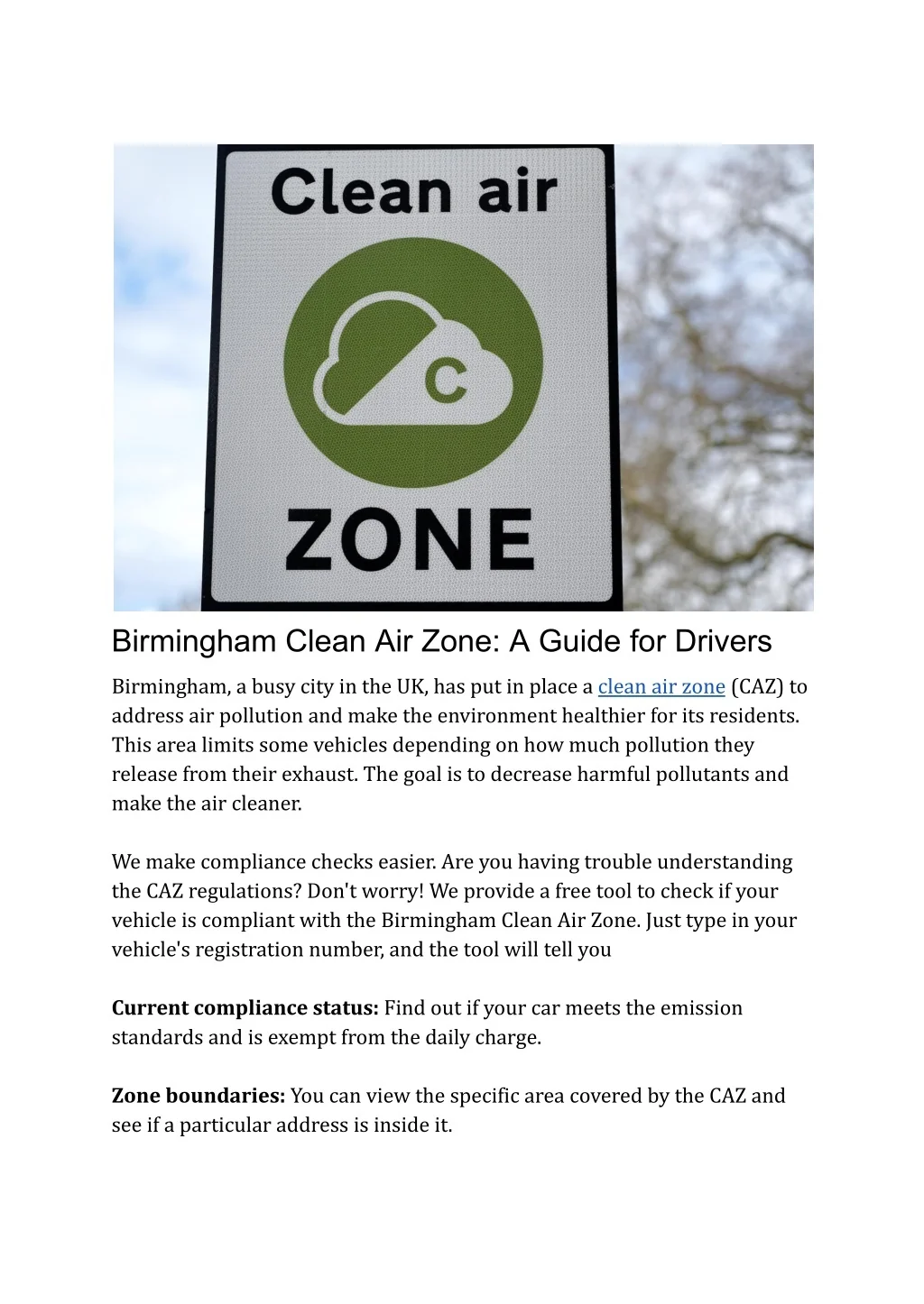 PPT - Birmingham Clean Air Zone_ A Guide for Drivers PowerPoint ...