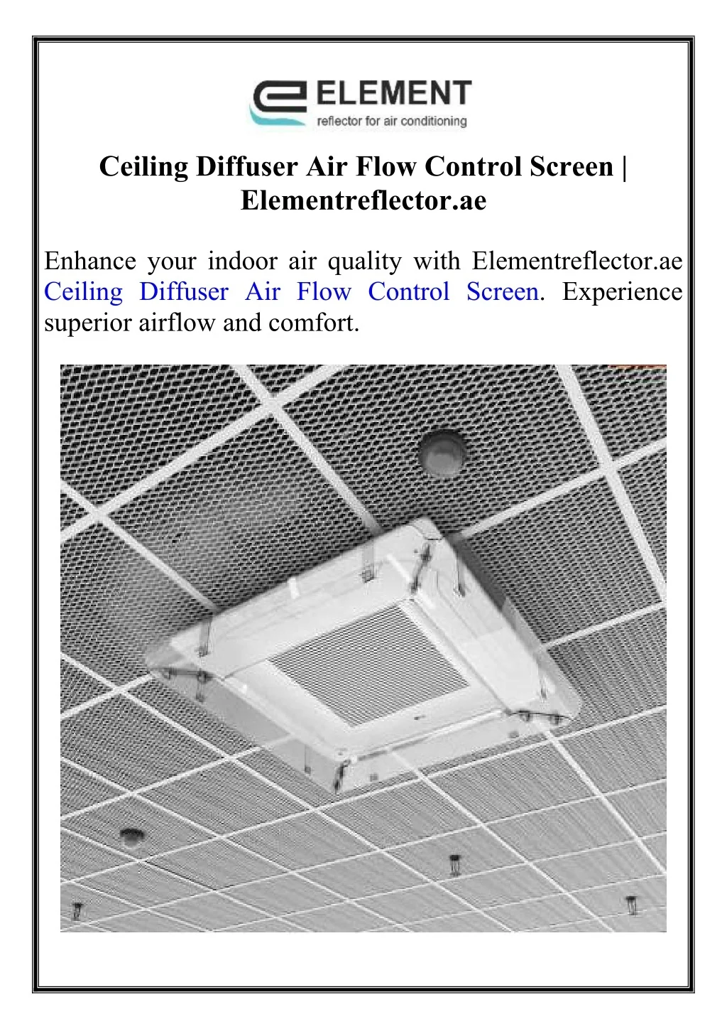 PPT - Ceiling Diffuser Air Flow Control Screen Elementreflector.ae ...