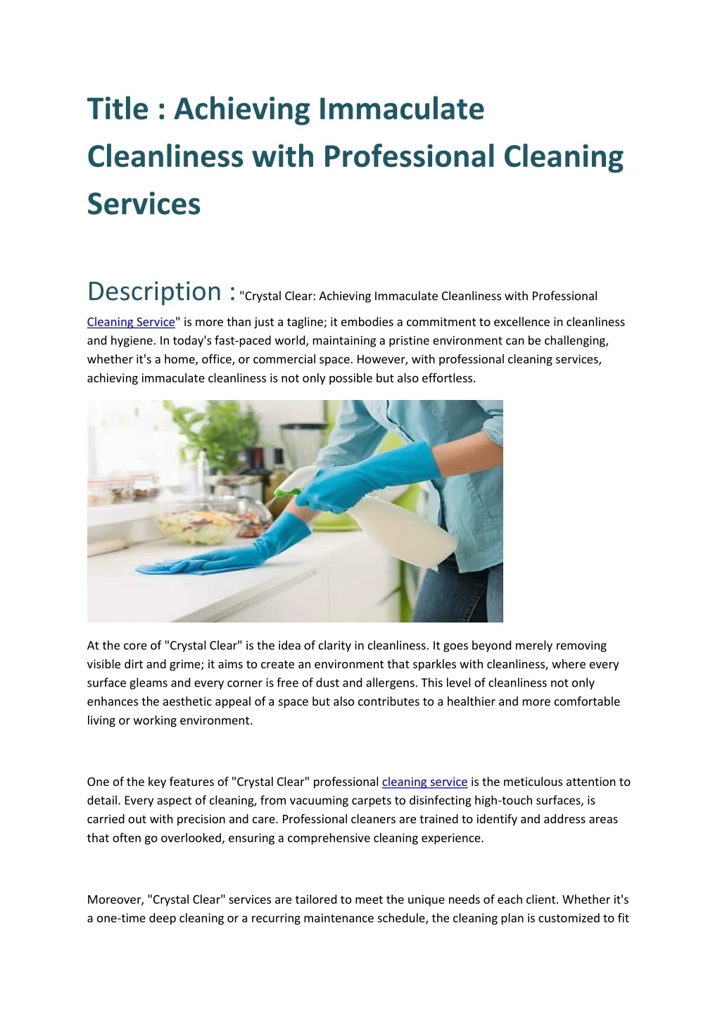 PPT - Achieving Immaculate Cleanliness with Professional Cleaning ...