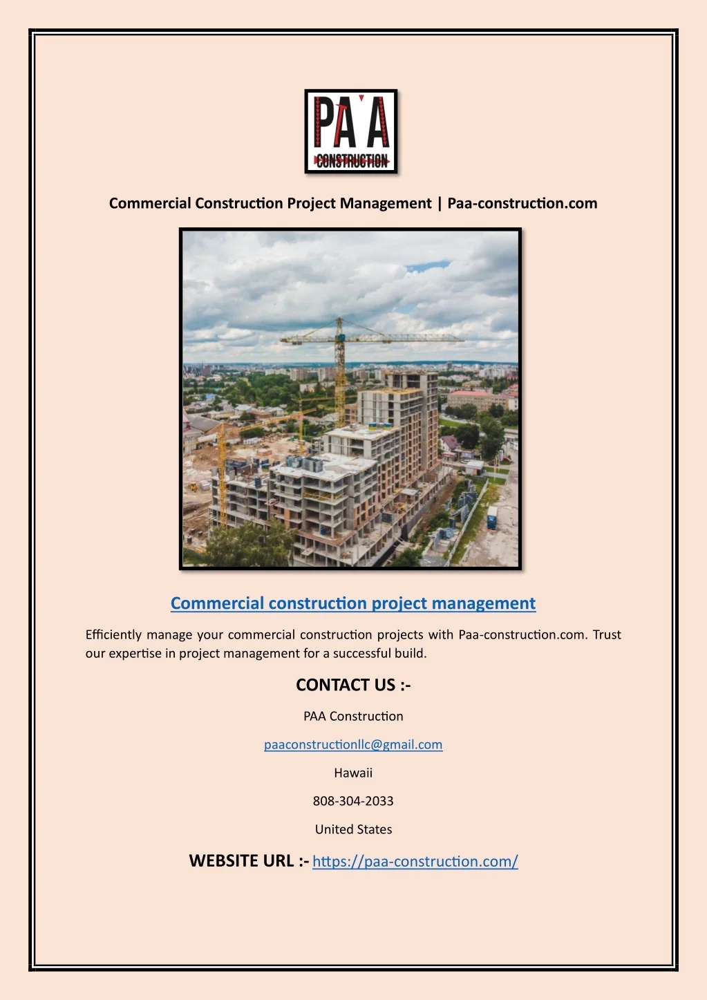 PPT - Commercial Construction Project Management | Paa-construction.com ...
