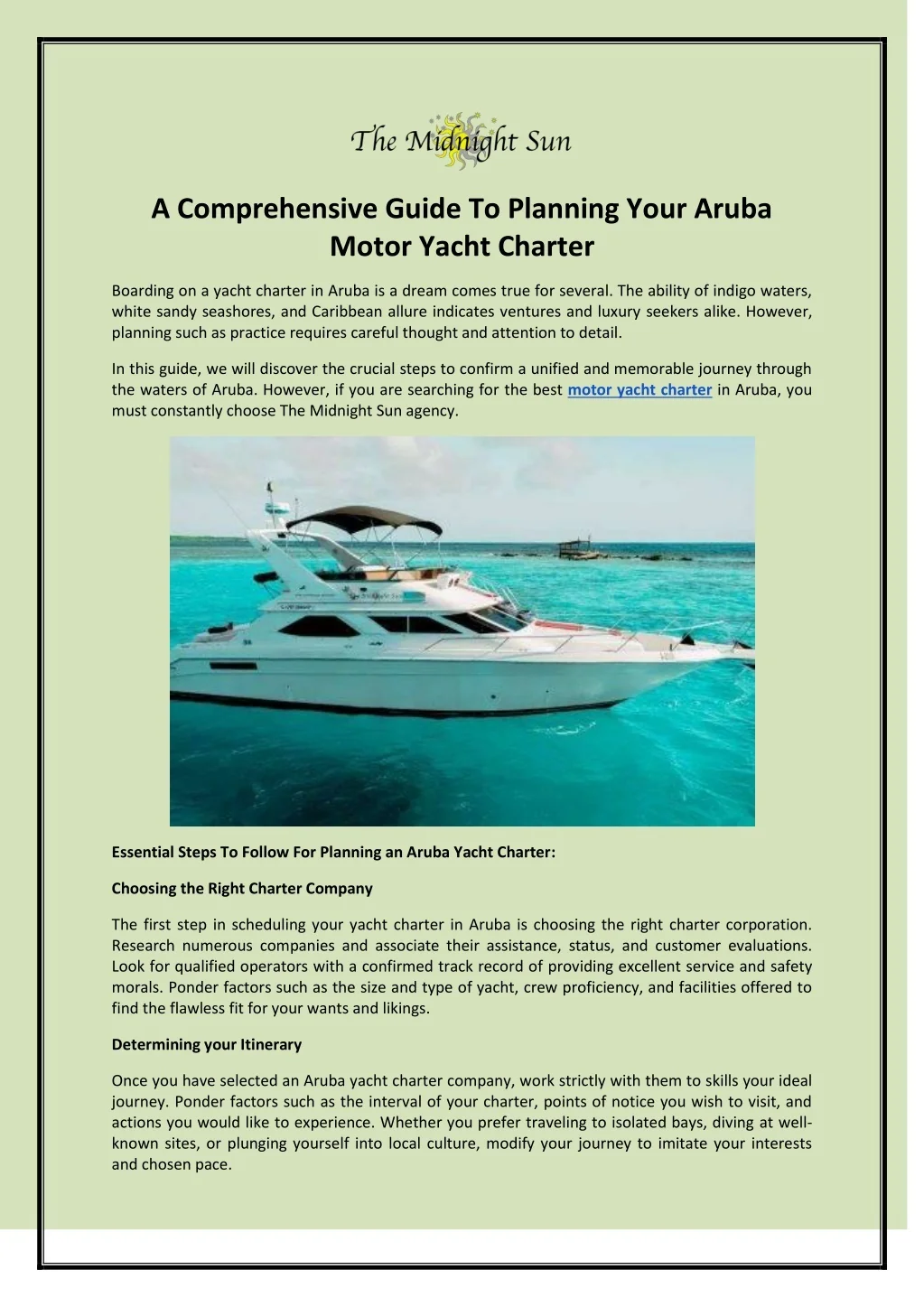 PPT - A Comprehensive Guide To Planning Your Aruba Motor Yacht Charter PowerPoint Presentation ...