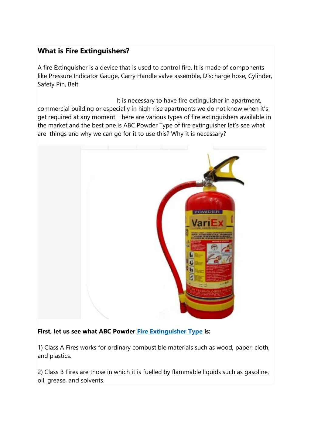PPT - Fire Extinguisher Types:ABC Powder Type of Fire Extinguisher ...