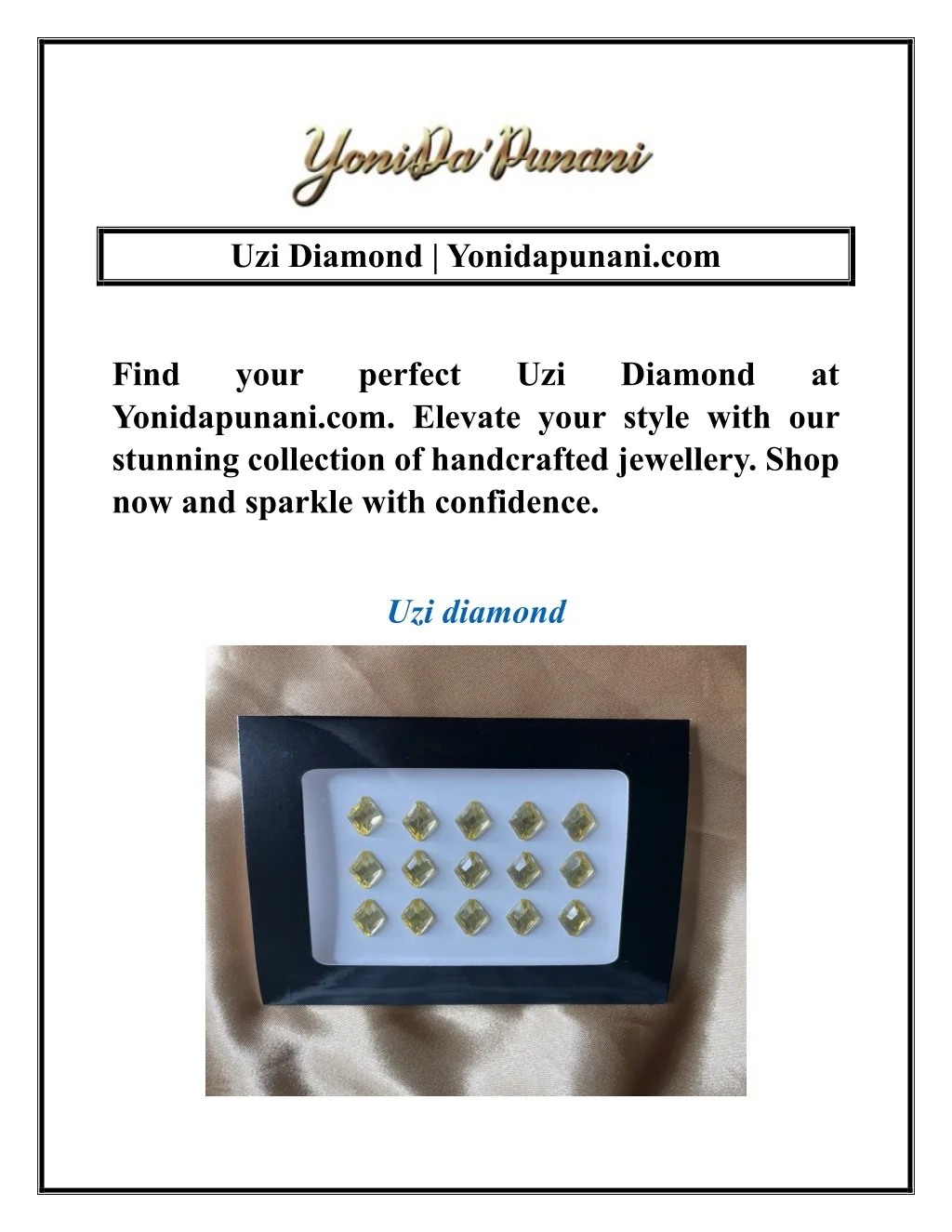 PPT - Uzi Diamond | Yonidapunani.com PowerPoint Presentation, free ...