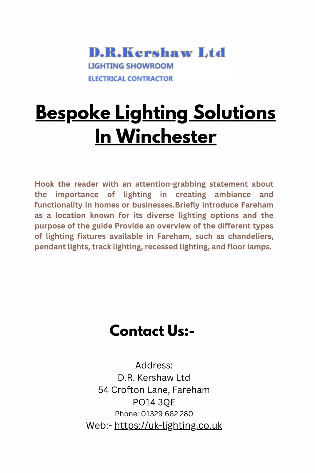 PPT - Bespoke Lighting Solutions In Winchester PowerPoint Presentation ...