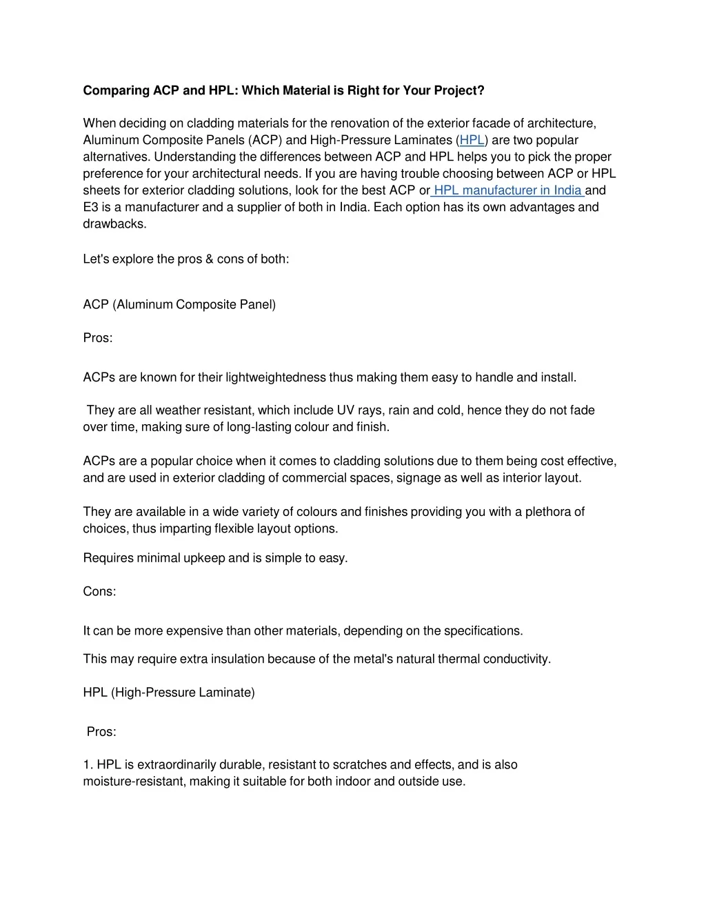 PPT - Comparing ACP and HPL_ Which Material is Right for Your Project ...