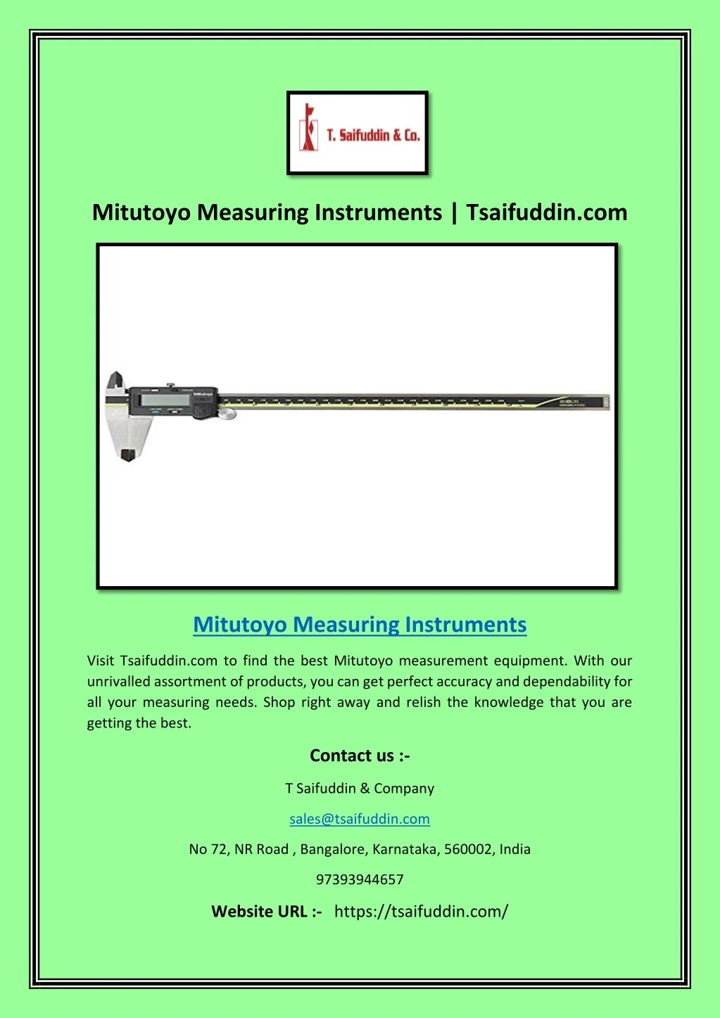 PPT - Mitutoyo Measuring Instruments | Tsaifuddin.com PowerPoint ...