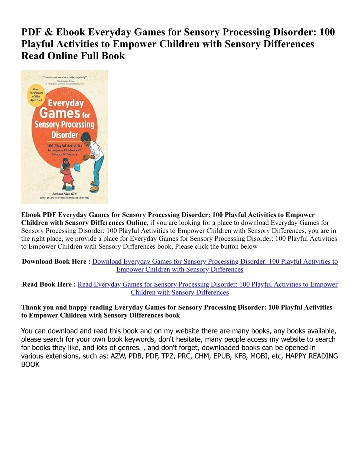 PPT - Pdf free^^ Everyday Games for Sensory Processing Disorder: 100 ...