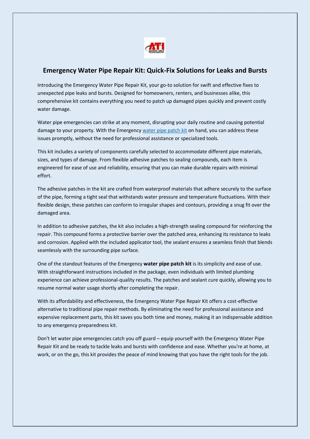 PPT - Emergency Water Pipe Patch Kit: Quick-Fix Solutions for Leaks and ...