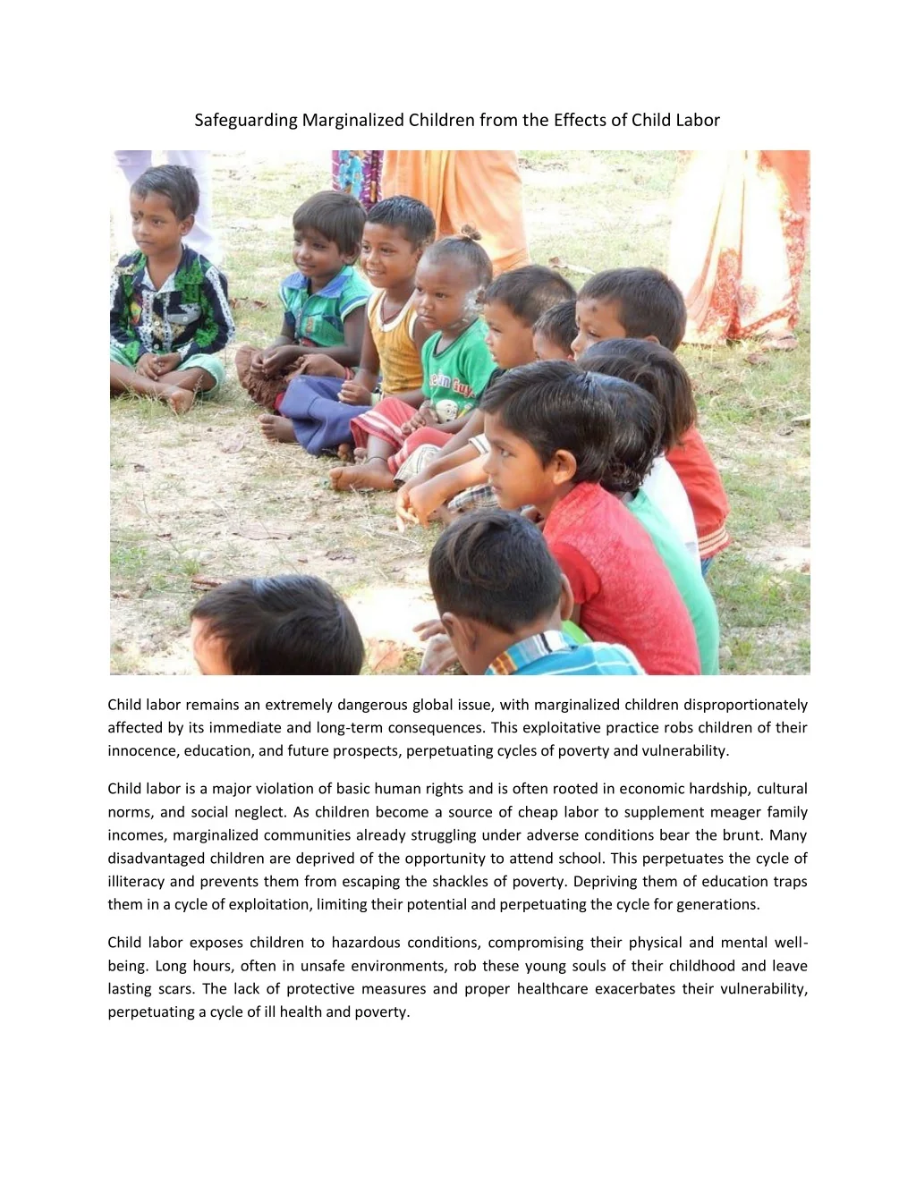PPT - Safeguarding Marginalized Children from the Effects of Child ...