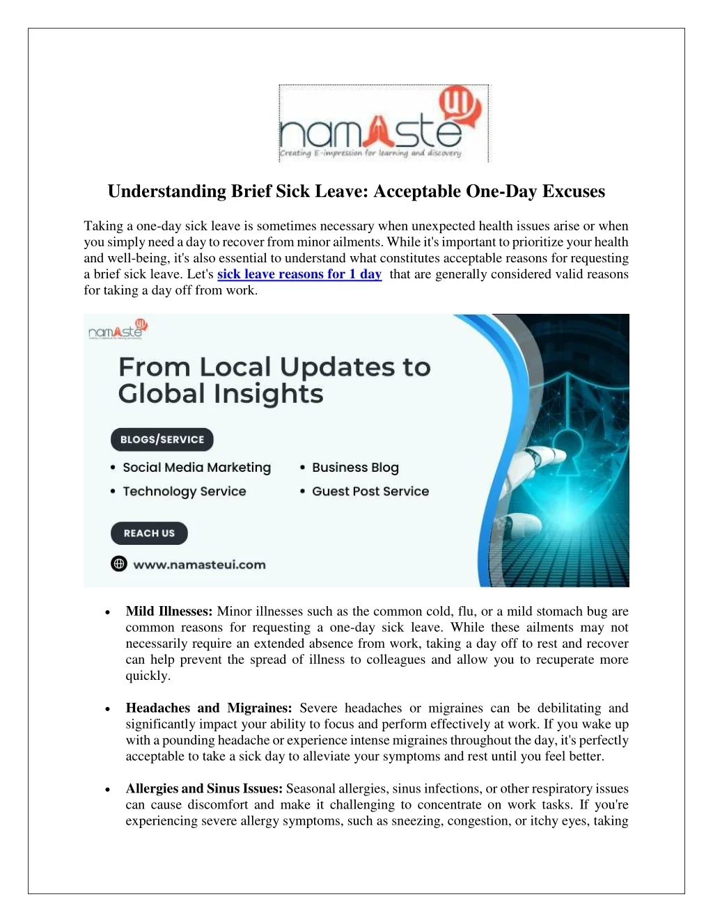 PPT - Understanding Brief Sick Leave Acceptable One-Day Excuses ...