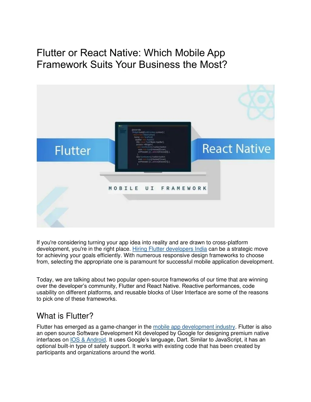 PPT - Flutter or React Native Which Mobile App Framework Suits Your Business the Most PowerPoint ...