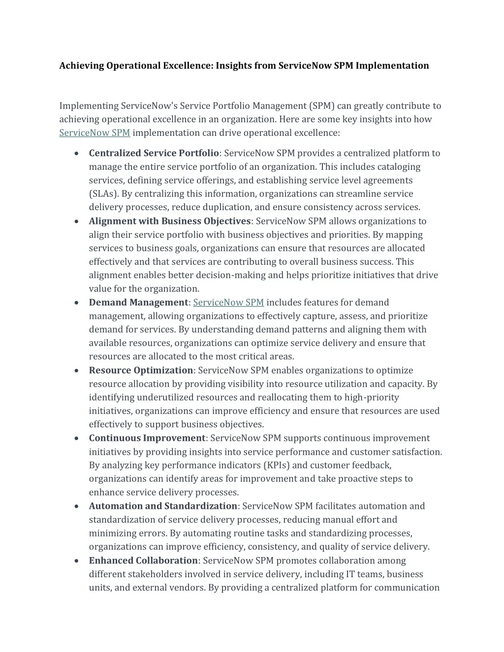 PPT - Achieving Operational Excellence Insights from ServiceNow SPM ...