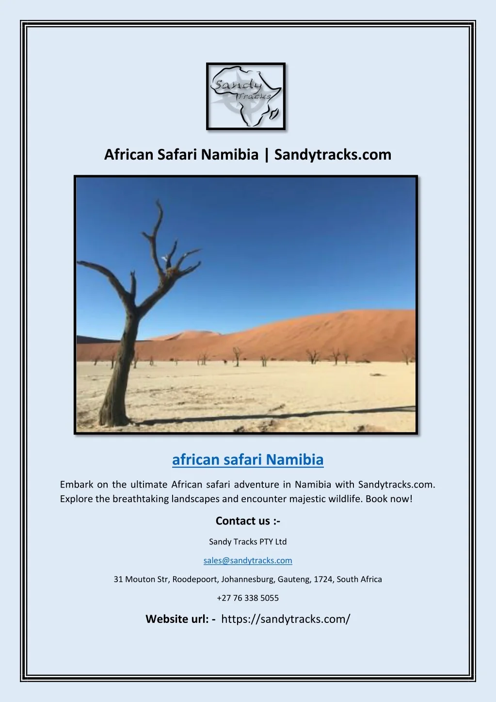 PPT - African Safari Namibia | Sandytracks.com PowerPoint Presentation ...