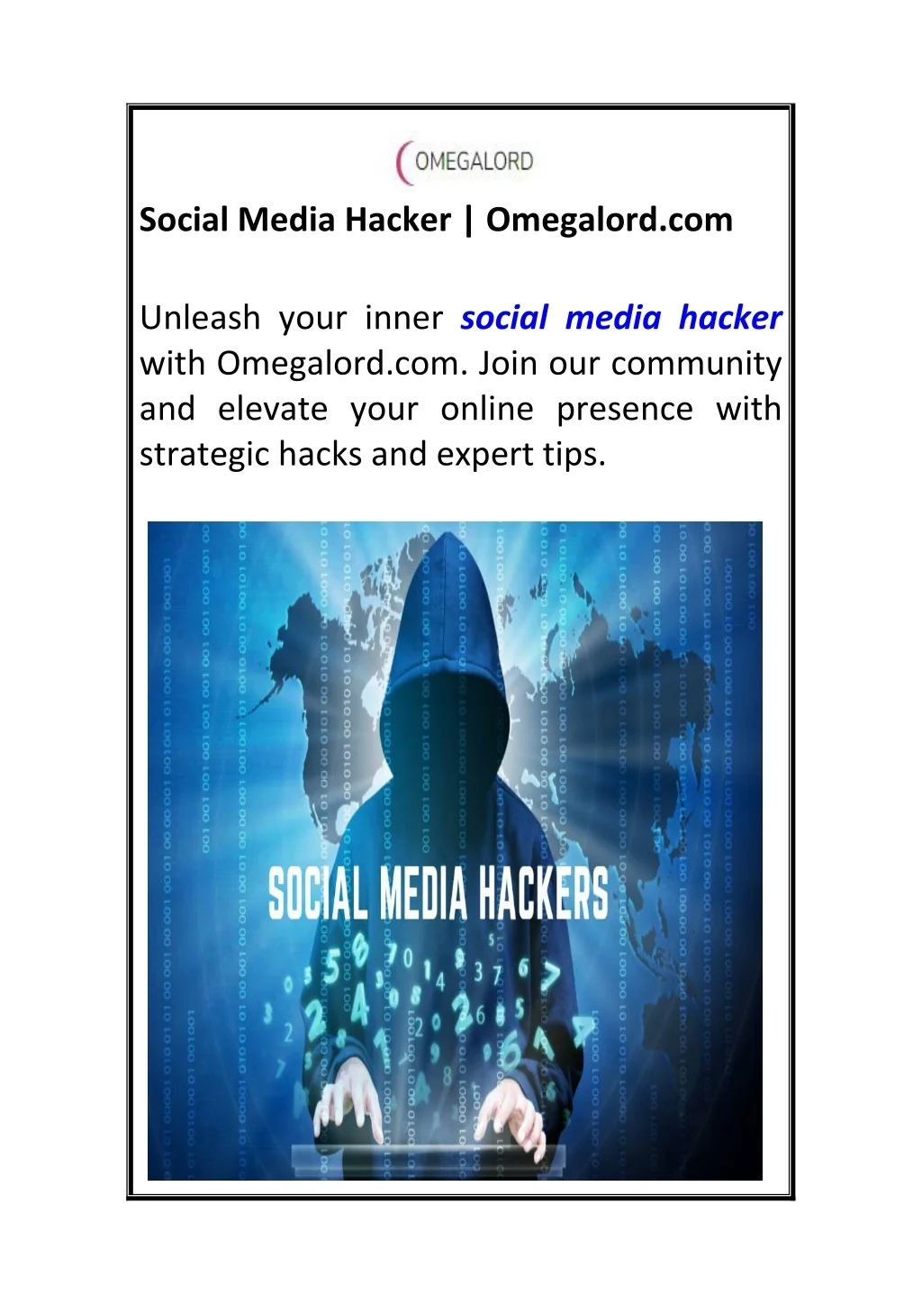 PPT - Social Media Hacker Omegalord.com PowerPoint Presentation, free ...