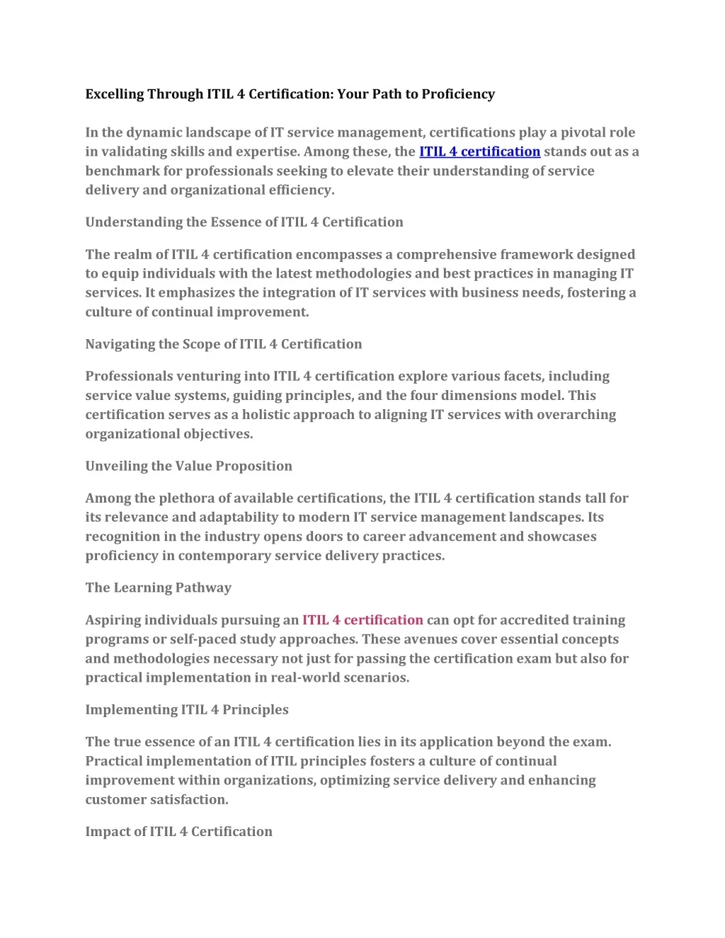 PPT - Excelling Through ITIL 4 Certification Your Path to Proficiency ...