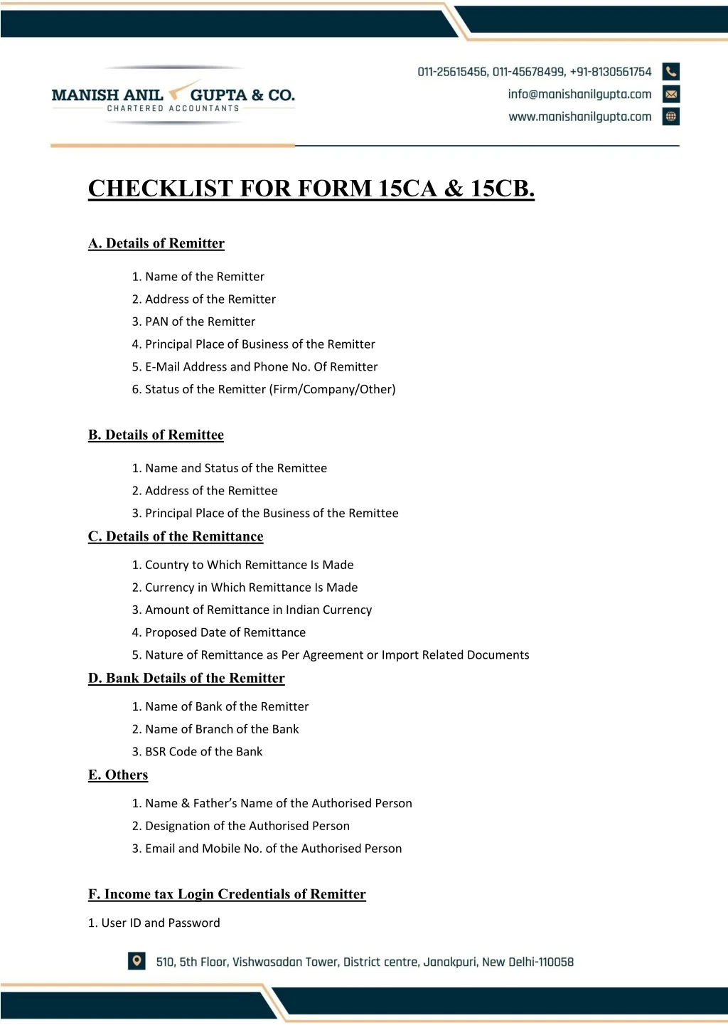 PPT - Check List for Form 15CA & 15 CB PowerPoint Presentation, free ...