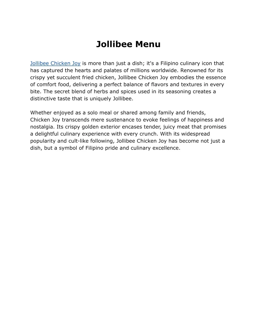 PPT - Jollibee Menu (2) PowerPoint Presentation, free download - ID ...