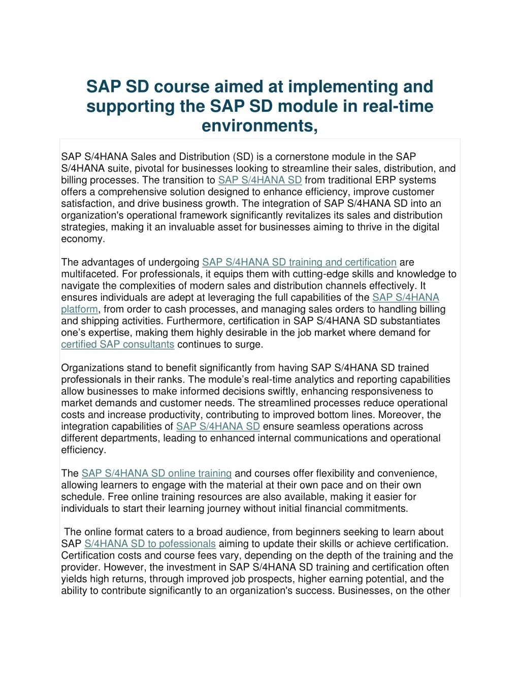 PPT - SAP SD course aimed at implementing and supporting the SAP SD ...