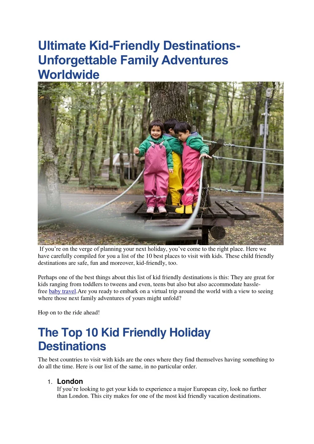 PPT - Ultimate Kid-Friendly Destinations- Unforgettable Family ...