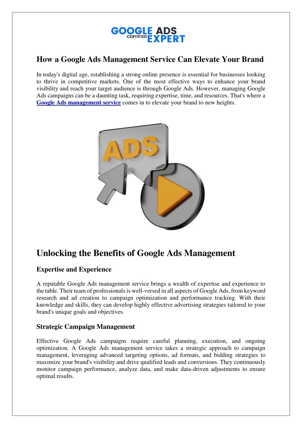 PPT - How a Google Ads Management Service Can Elevate Your Brand ...