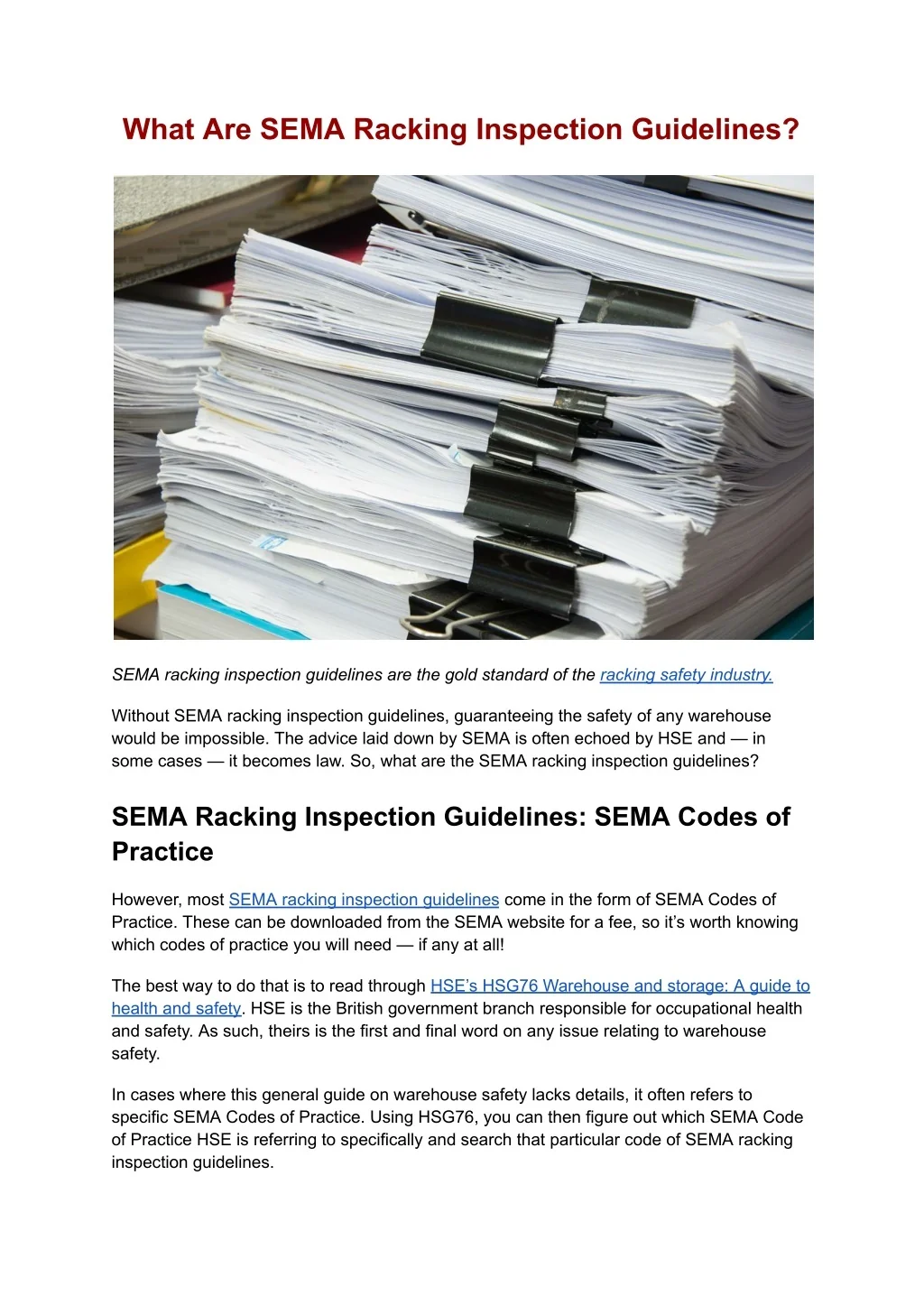 PPT - What Are SEMA Racking Inspection Guidelines? PowerPoint ...