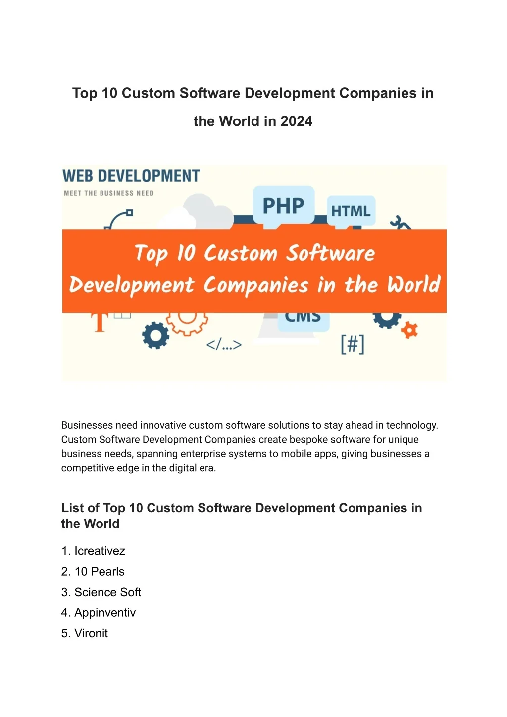 PPT - Top 10 Custom Software Development Companies in the World in 2024 ...