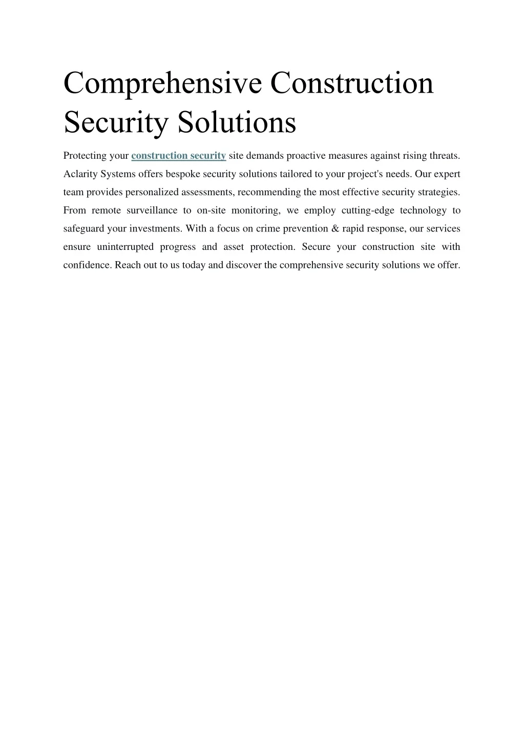 PPT - Comprehensive Construction Security Solutions PowerPoint ...