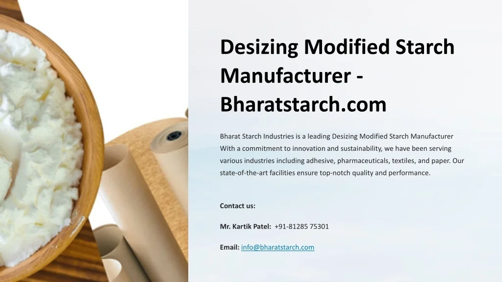 PPT - Desizing Modified Starch Manufacturer, Best Desizing Modified ...
