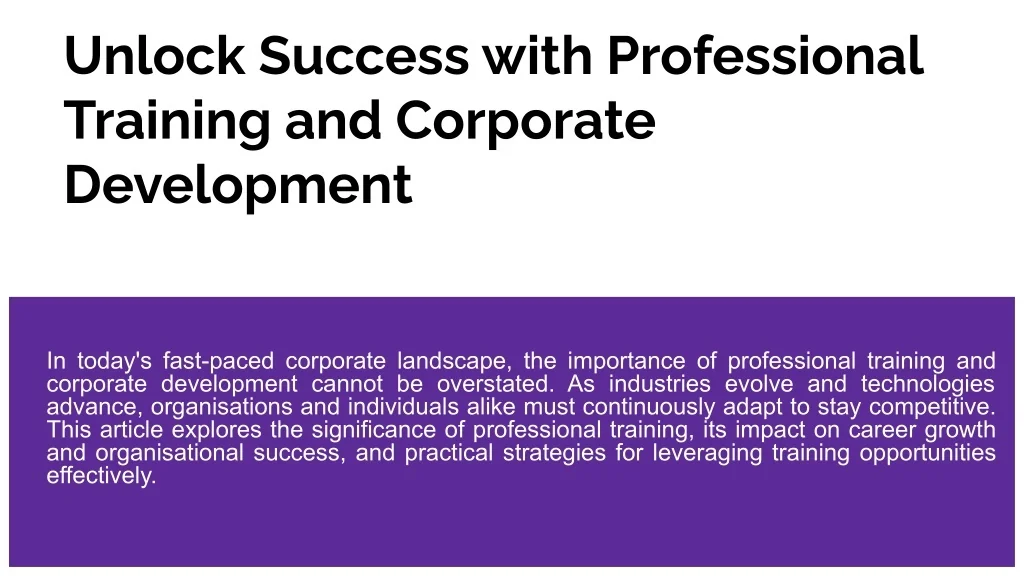 PPT - PROFESSIONAL TRAINING PowerPoint Presentation, free download - ID ...