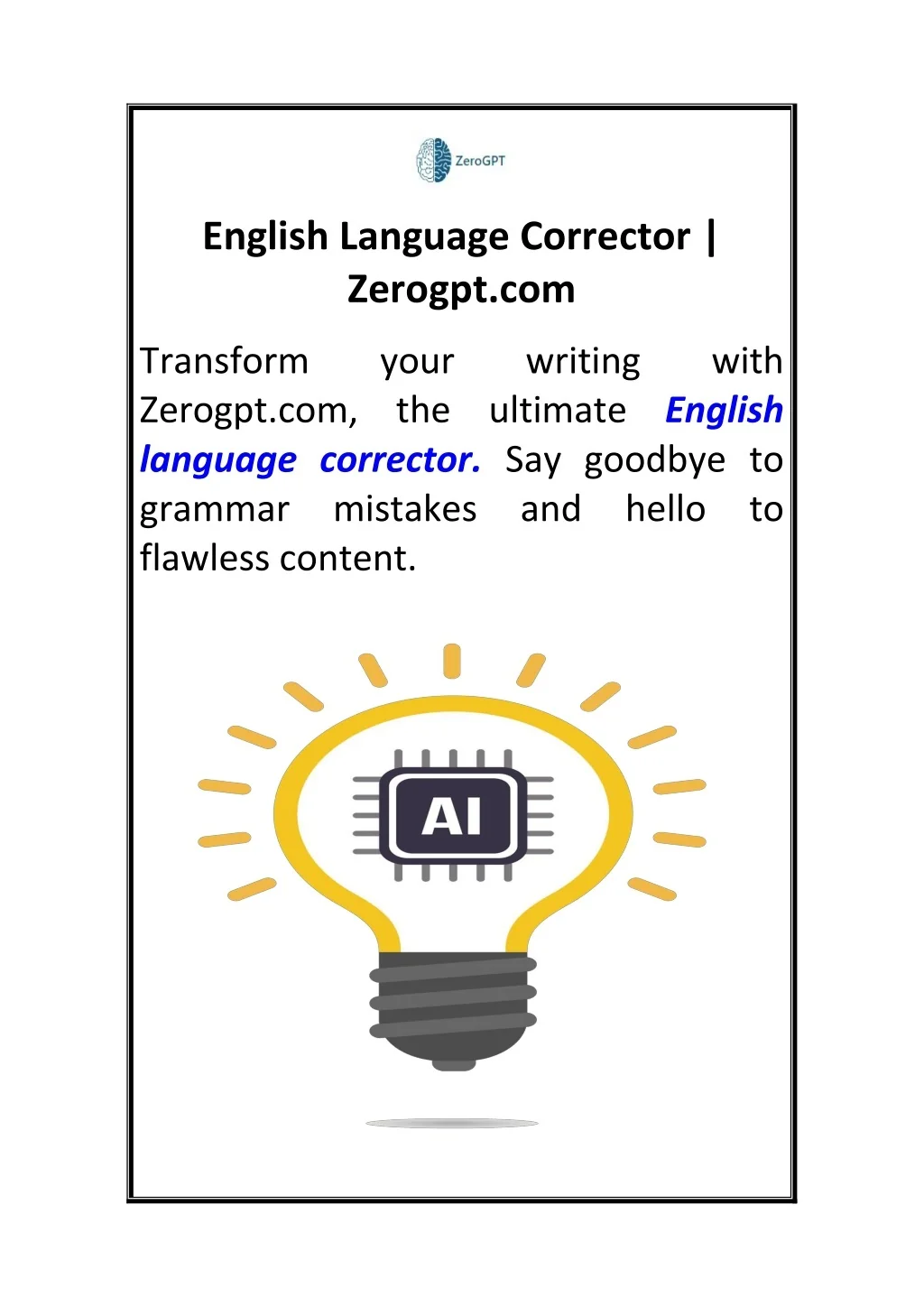 PPT - English Language Corrector Zerogpt.com PowerPoint Presentation ...