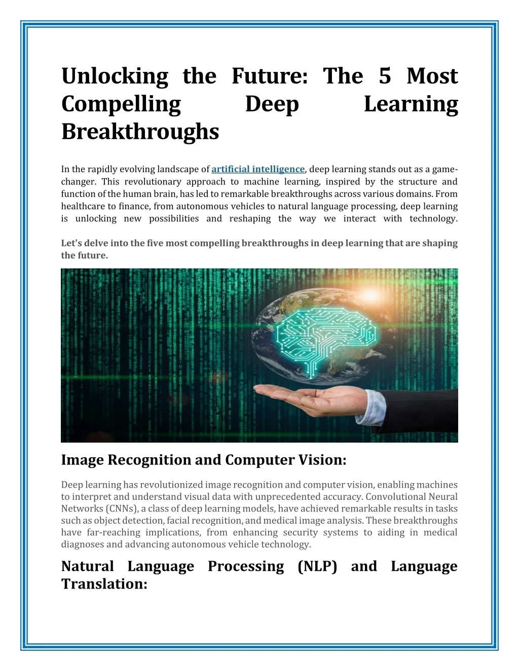 PPT - Unlocking the Future: The 5 Most Compelling Deep Learning Breakthroughs PowerPoint ...
