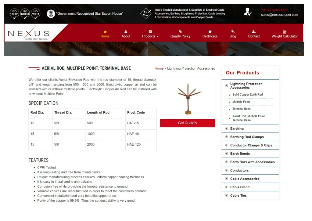 PPT - Aerial Rod, Multiple Point, Terminal Base, Electrolytic Copper ...