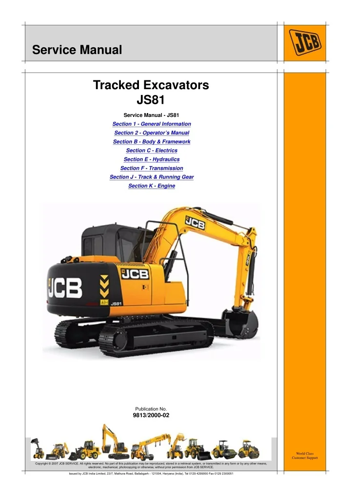 PPT - JCB JS81 Tracked Excavator Service Repair Manual SN 2426501 to ...