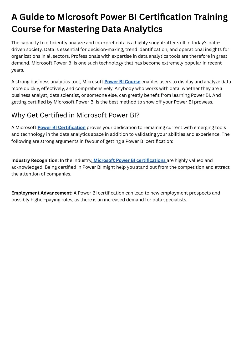 PPT - A Guide to Microsoft Power BI Certification Training Course for Mastering Data Analytics ...