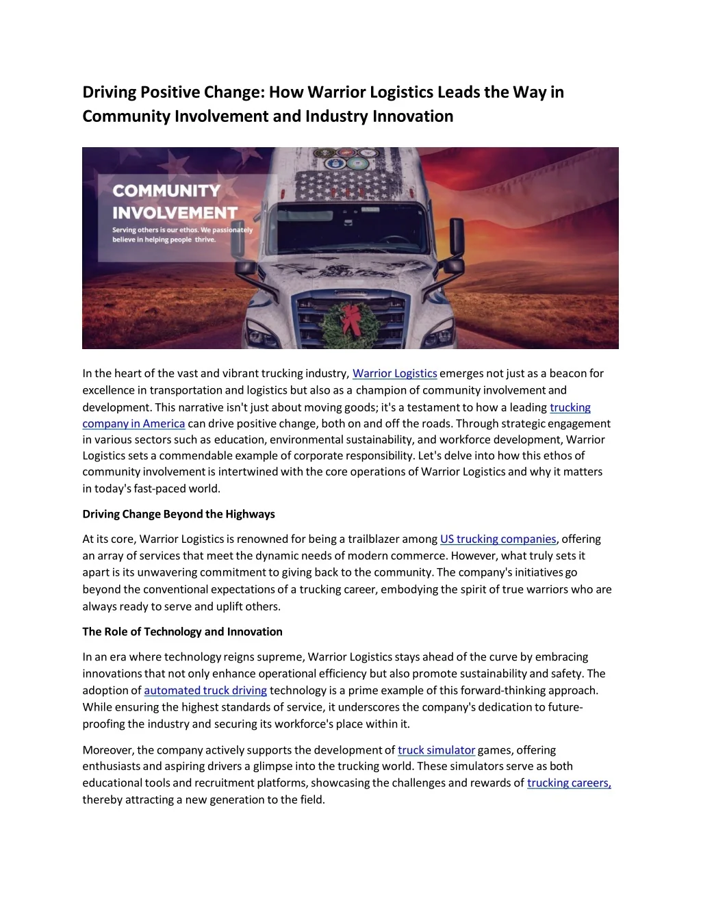 PPT - Driving Positive Change How Warrior Logistics Leads the Way in ...