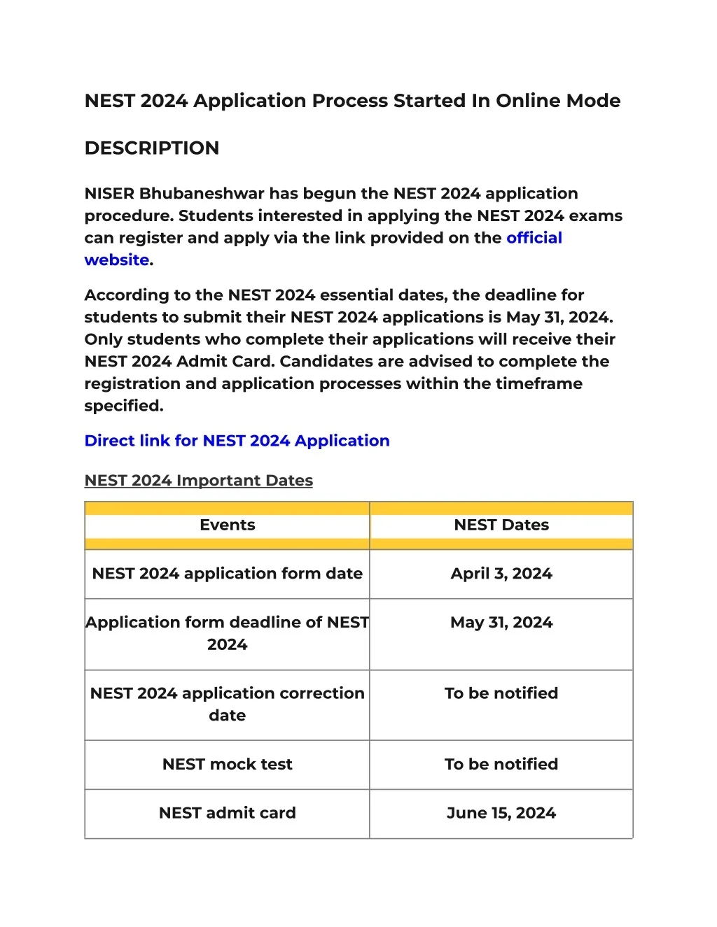 PPT - NEST 2024 Application Process Started In Online Mode PowerPoint ...
