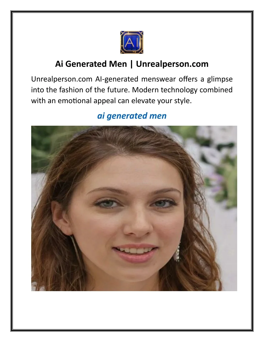 PPT - Ai Generated Men | Unrealperson.com PowerPoint Presentation, free ...