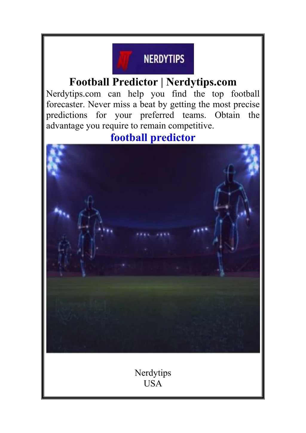 PPT - Football Predictor Nerdytips.com PowerPoint Presentation, free ...