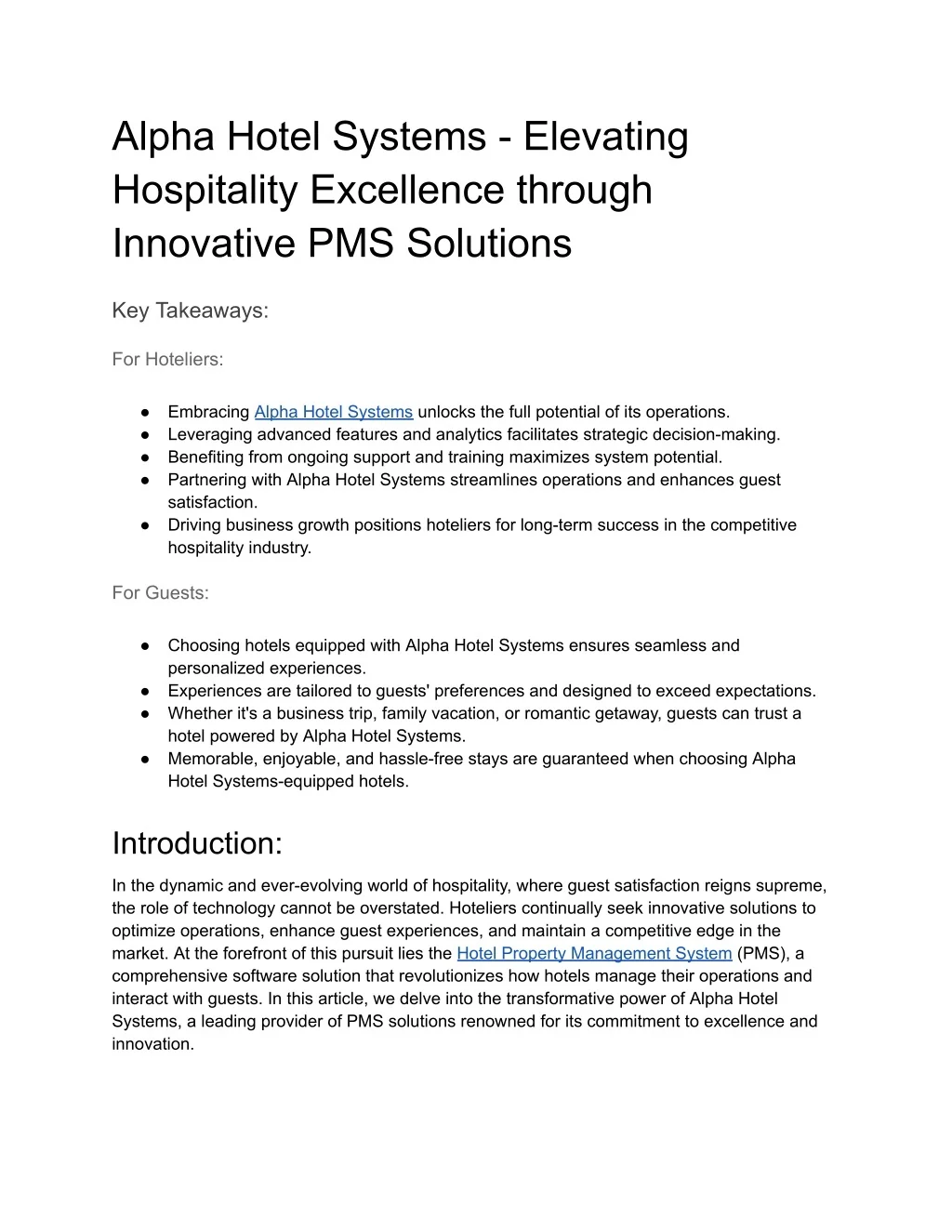 PPT - Alpha Hotel Systems - Elevating Hospitality Excellence through ...