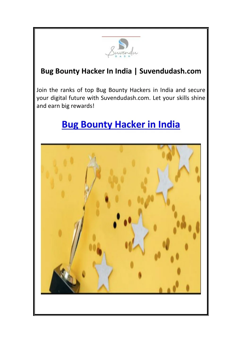 PPT - Bug Bounty Hacker In India Suvendudash.com PowerPoint Presentation - ID:13085522