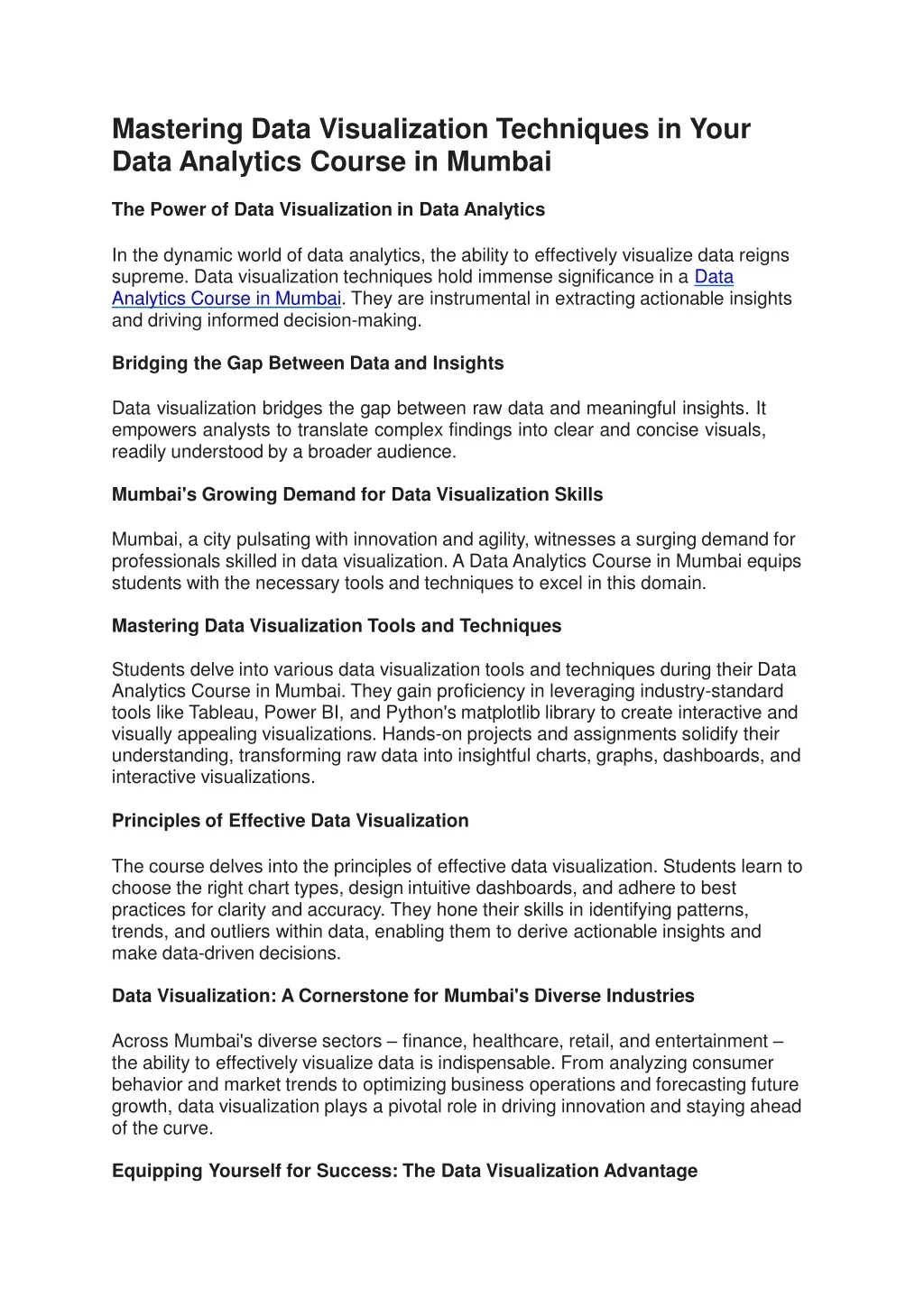 PPT - Master Data Visualization in Mumbai's Data Analytics Course PowerPoint Presentation - ID ...