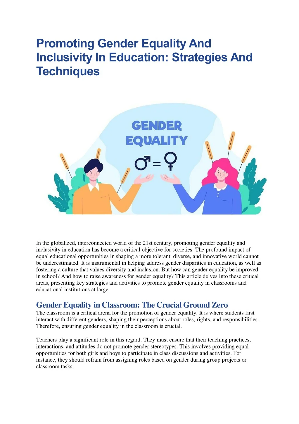 PPT - Promoting Gender Equality And Inclusivity In Education ...